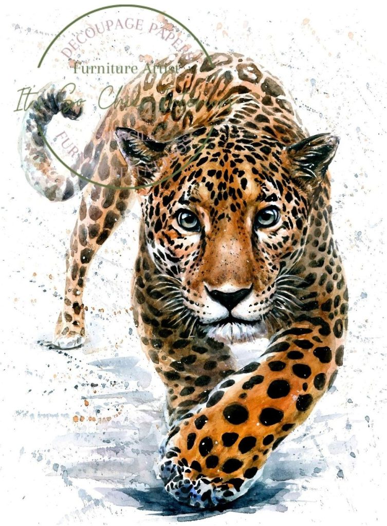 A2 Watercolour Leopard Decoupage Paper Paper Craft Decoupage Papers for ...