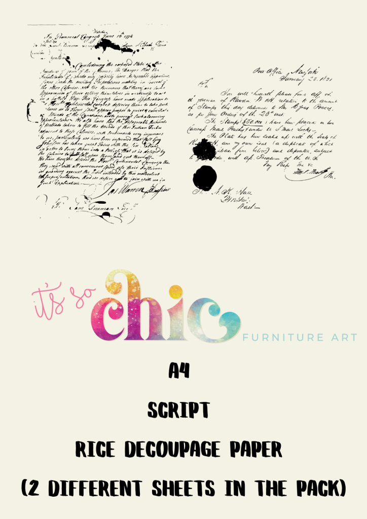 A4 Script Rice Decoupage Paper (2 different sheets in the pack) - It's ...
