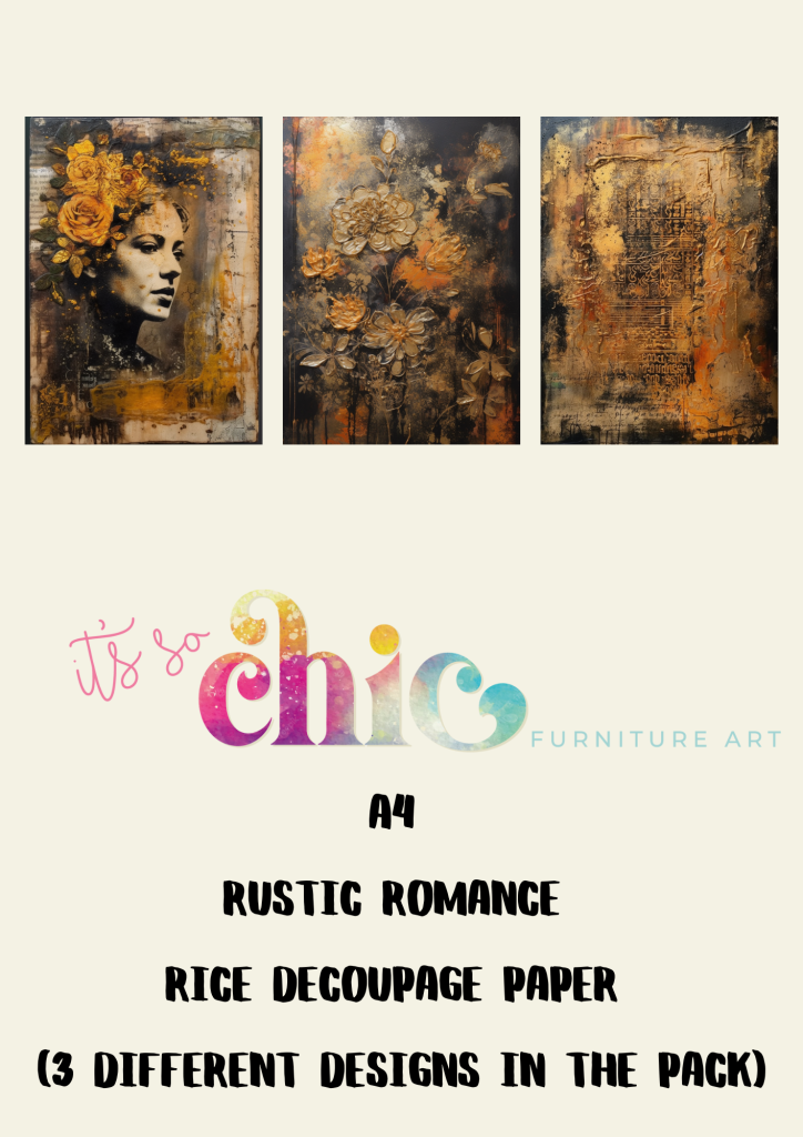 A4 Rustic Romance Rice Decoupage Paper (3 different designs in the pack ...